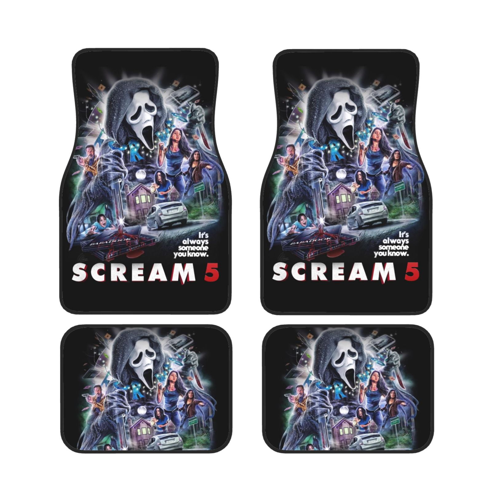 Scream Horror Ghostface Killer Car Floor Mat Set 4-Piece Front/Rear ...