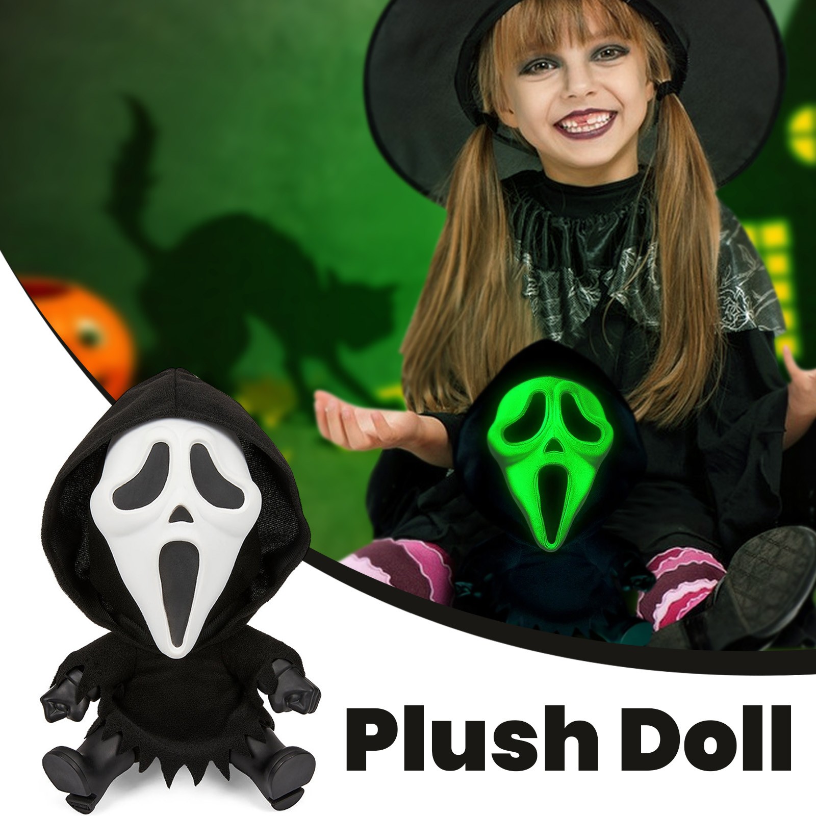 Scream Iconic Ghostface Luminous Plush, A Collector's Glow-in-the-Dark Figure for Halloween ...