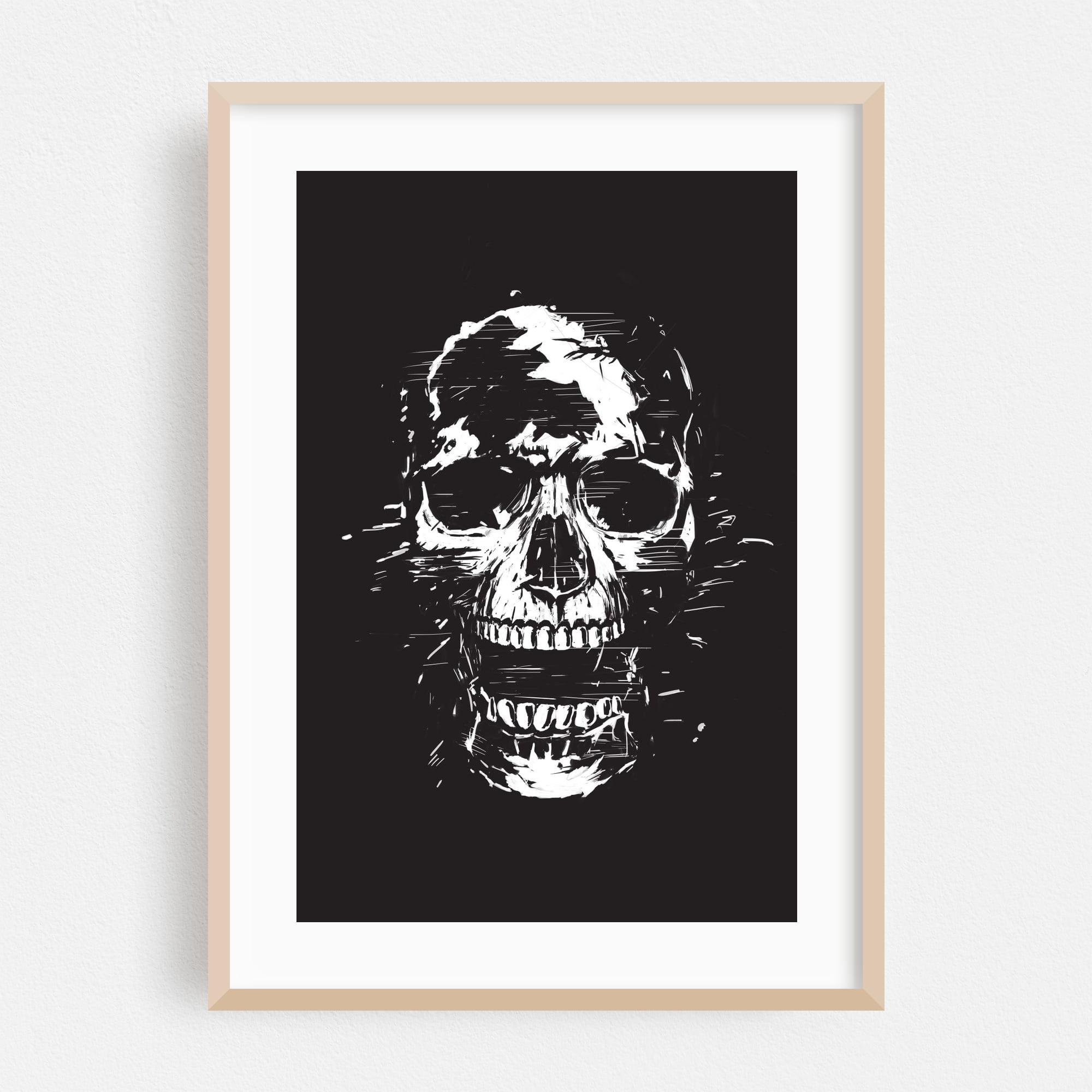 Scream - Illustration Skull Gothic Creepy Spooky Black and White Modern ...