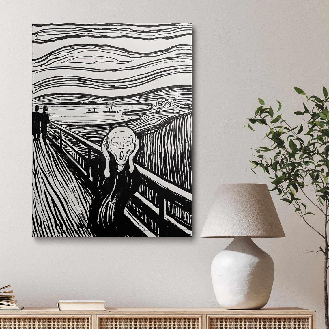 Scream-Inspired Expressionist Art Poster Black And White UNFRAMED ...