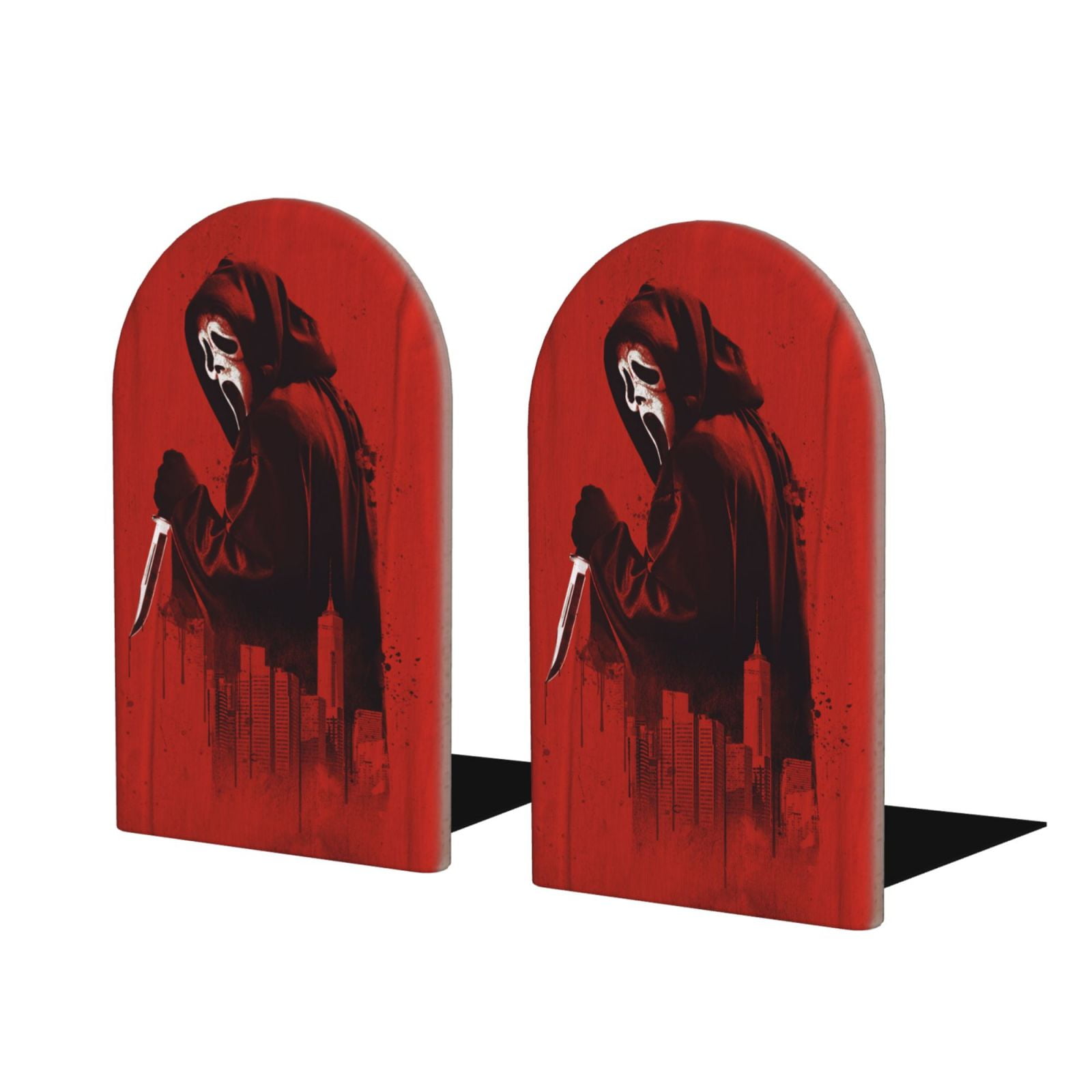 Scream Killer Ghostface Bookends Wood Book Divider Shelves Non-Skid ...