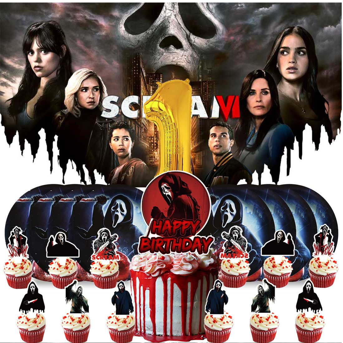 Scream Movie Balloons Party Supplies 1st Decor Tableware Birthday Cake ...