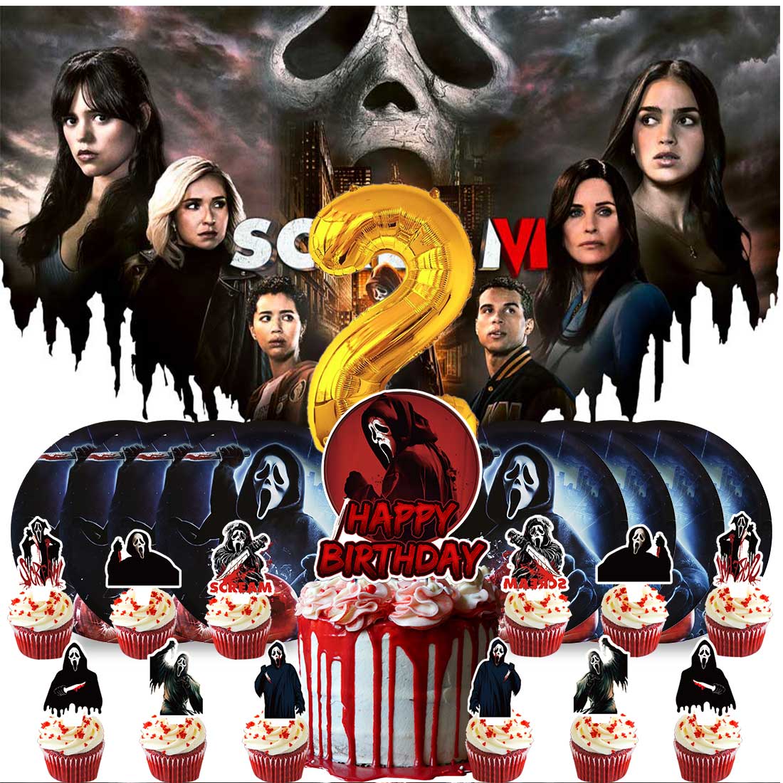 Scream Movie Balloons Party Supplies 2nd Decor Tableware Birthday Cake ...