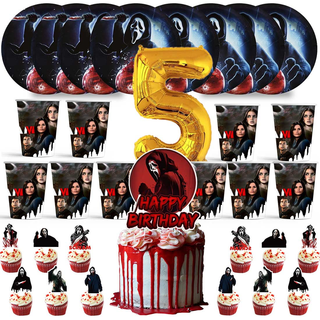 Scream Movie Birthday 5th Cups Party Supplies Plates Fans Decorations ...