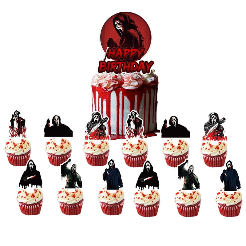 Scream Movie Cake Topper Cupcake Set Party Supplies Decoration Birthday ...