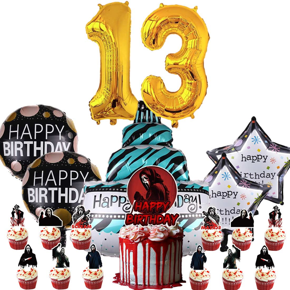 Scream Movie Party Supplies 13th Decor Kit Balloons Birthday Cake ...