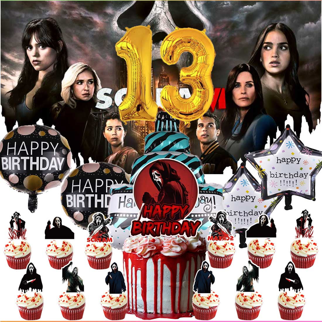 Scream Movie Party Supplies Decor 13th Kit Balloons Birthday Cake ...