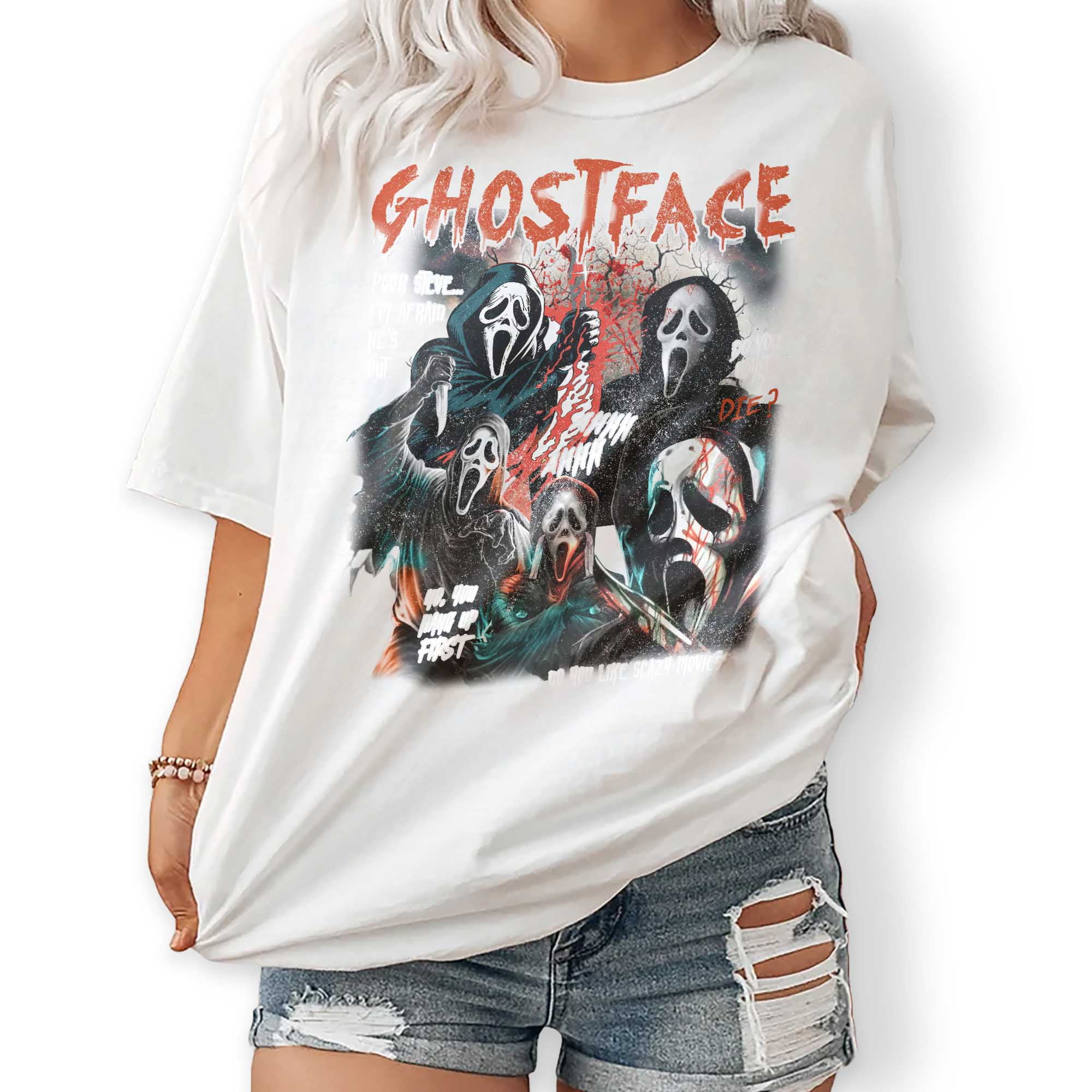 Scream Retro Movie Shirt Vintage Horror Ghostface _353_1TShirt-White ...