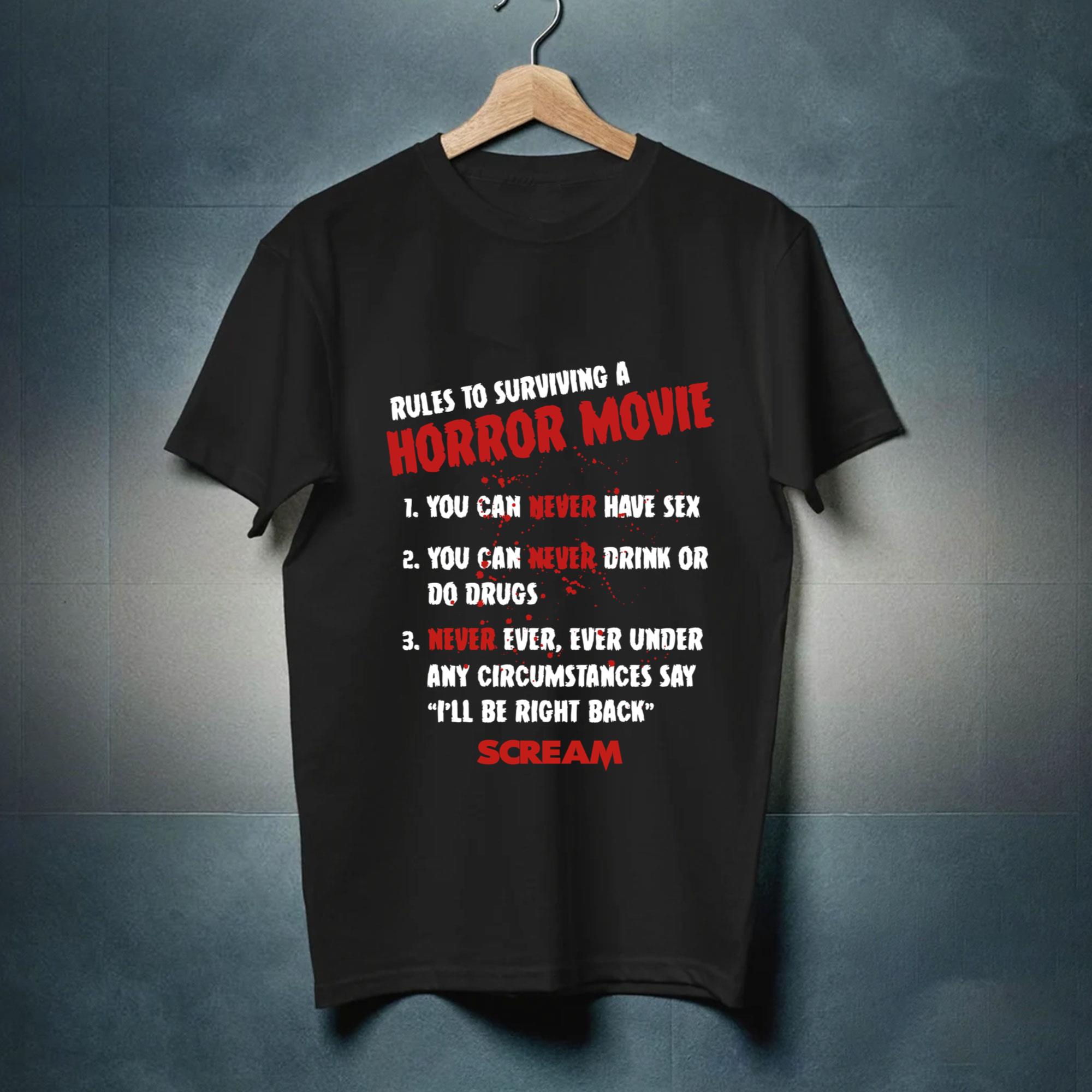 Scream Rules T Shirt Licensed Horror Movie Retro Classic Scary Tee New ...