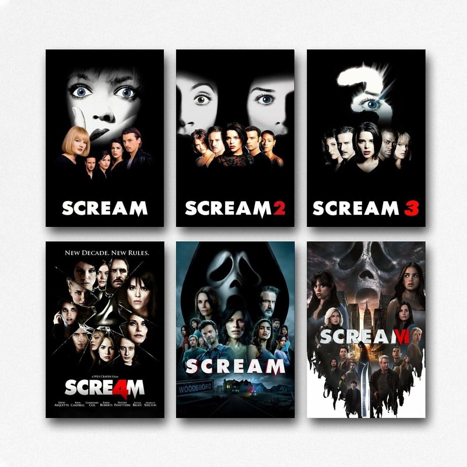 Scream Set of 6 Posters Vintage Horror Movie Poster 90s Canvas Wall Art ...
