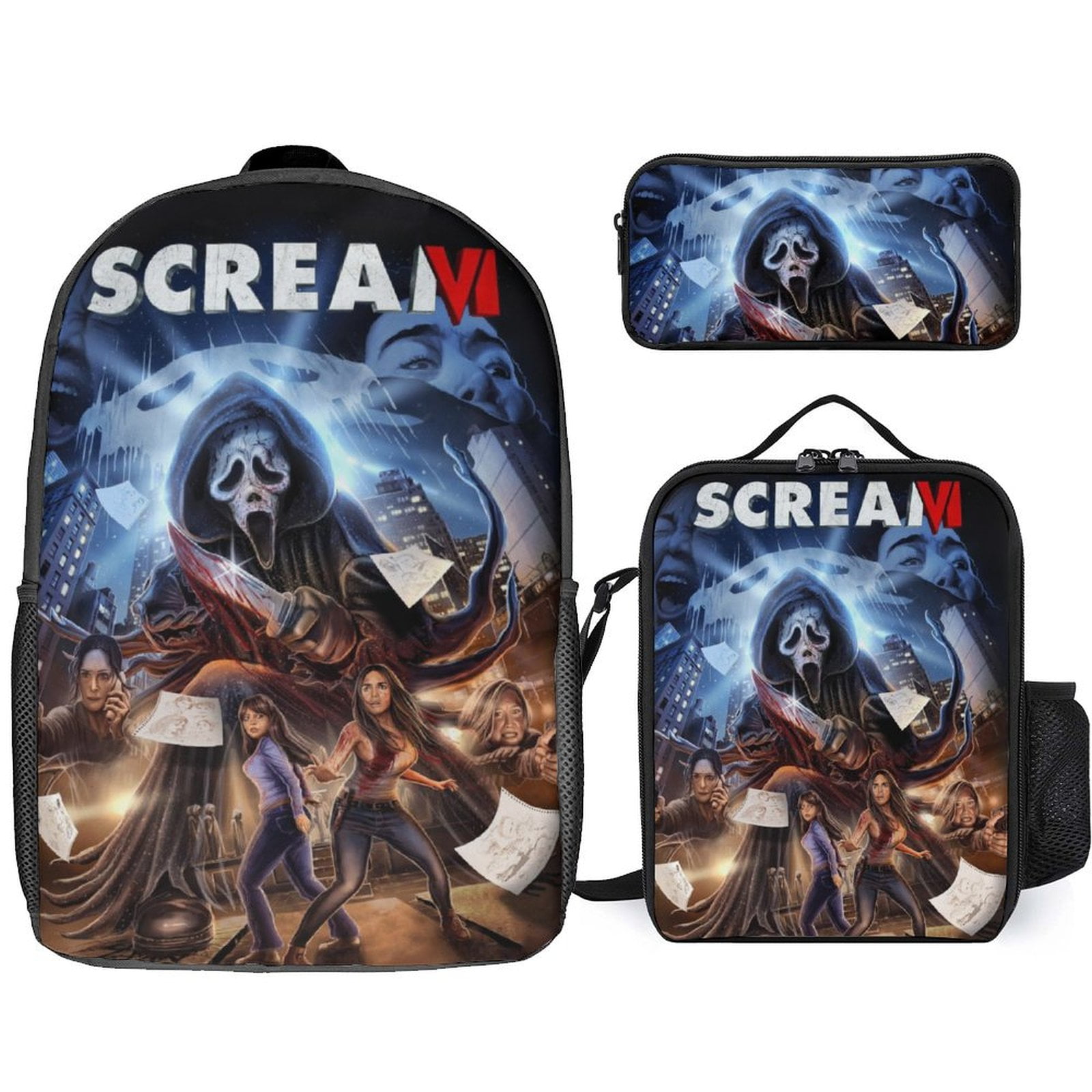 Scream VI Ghostface Backpack With Lunch Bag Pencil Case Set Schoolbag ...