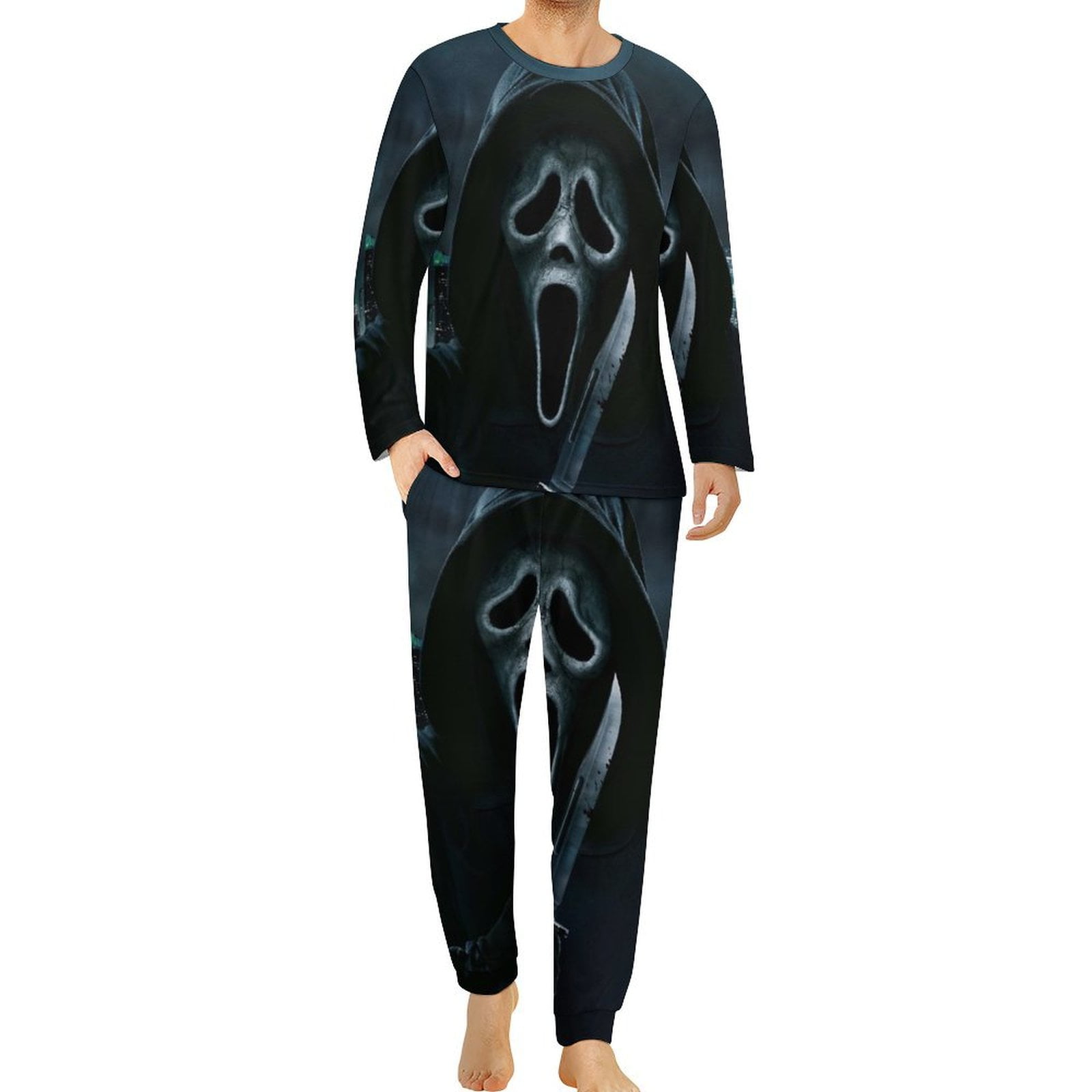 Scream VI Ghostface Men's Pajama Set Long Sleeve Crew Neck T Shirt ...