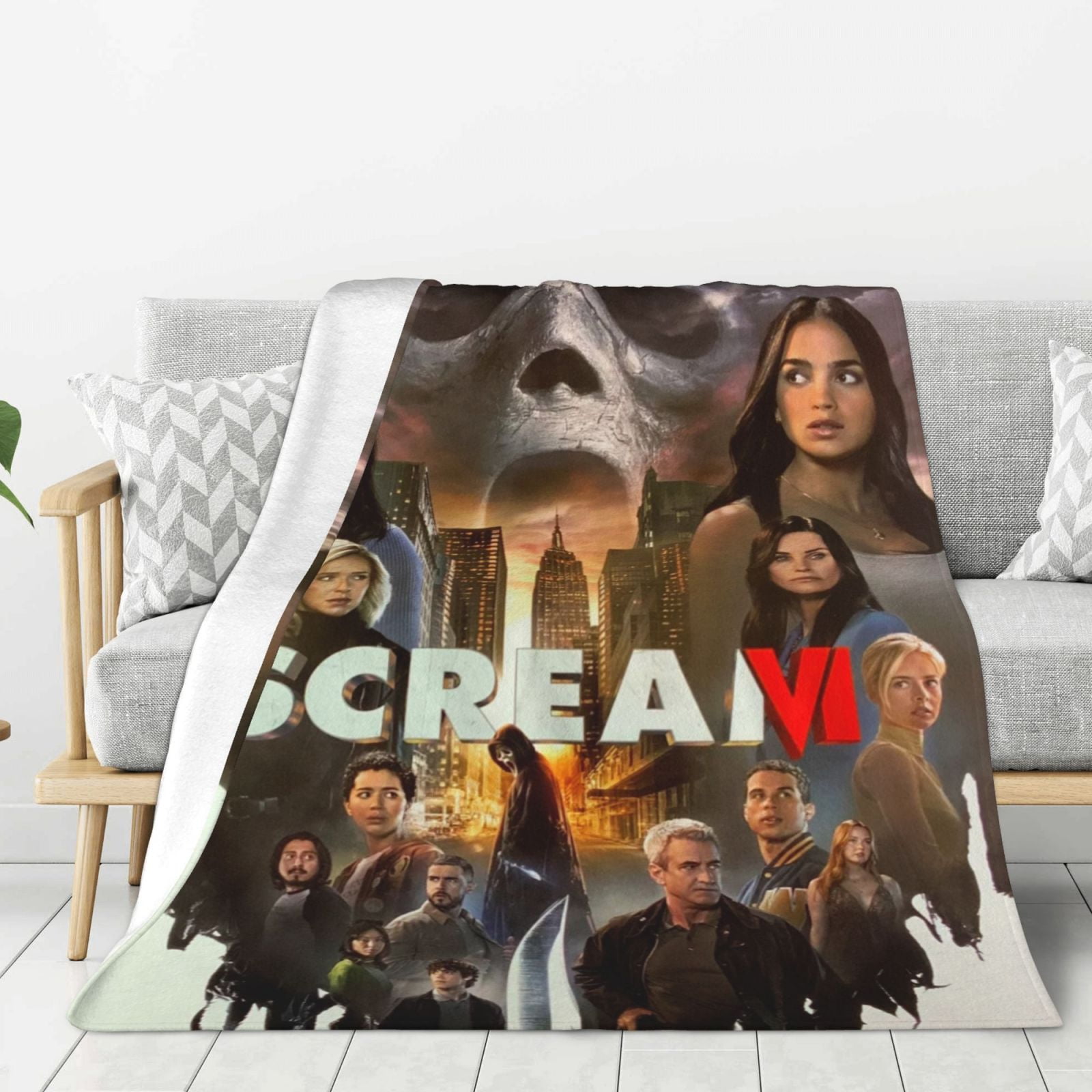 Scream VI Ghostface Scary Blanket Cozy Soft Fleece Flannel Bed Blanket ...