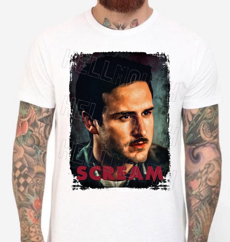 Scream - White T-Shirt. Dewey Riley, David Arquette. Men's & Women's ...