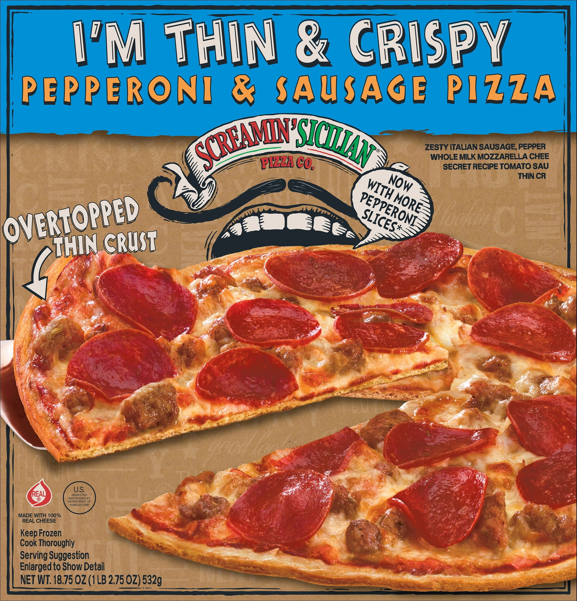 Screamin' Sicilian Thin Crust Pepperoni & Sausage Pizza, 18.75 oz ...