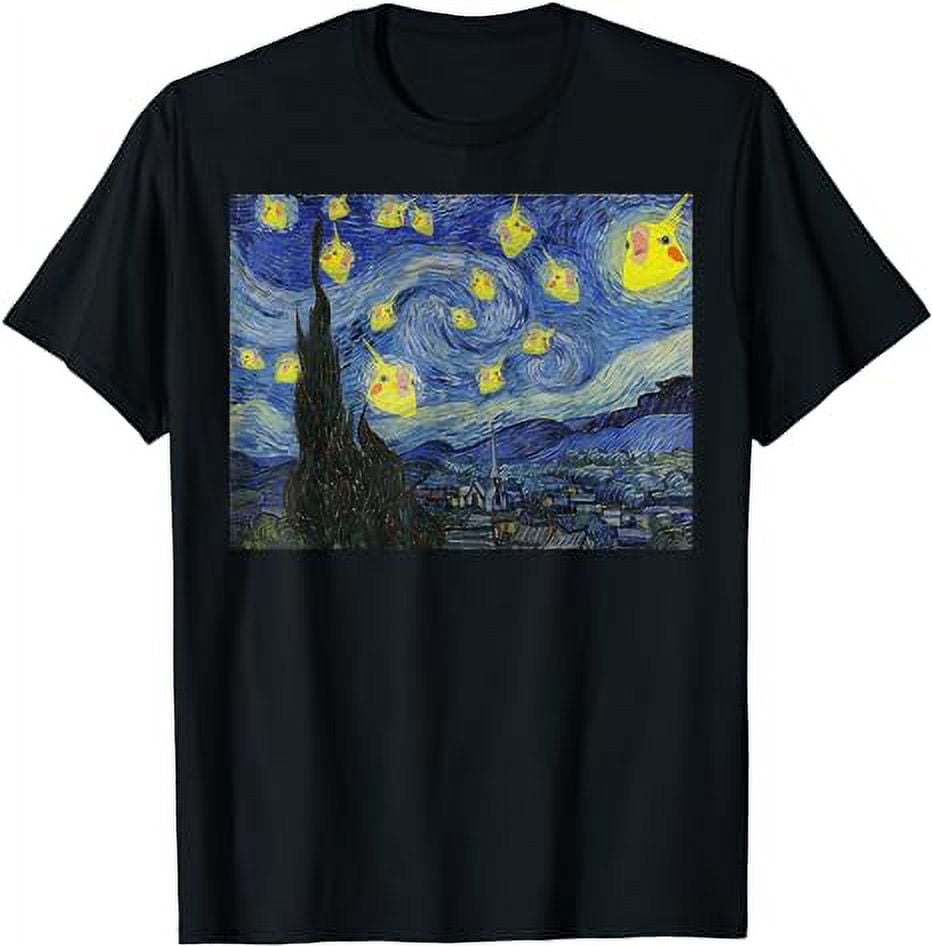 Screaming Cockatiel Birb Memes Bird Parrot Starry Night T-Shirt ...