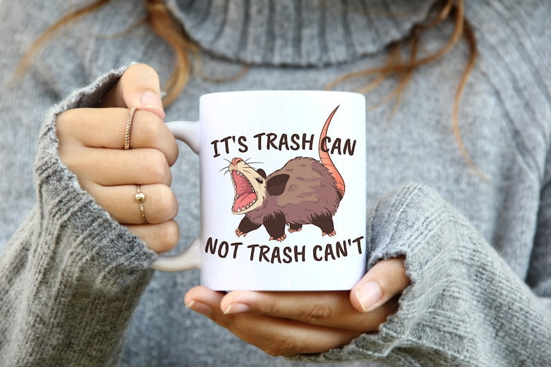 Screaming Possum - White Coffee Mug, Funny Opossum Mug, Weird Possum ...