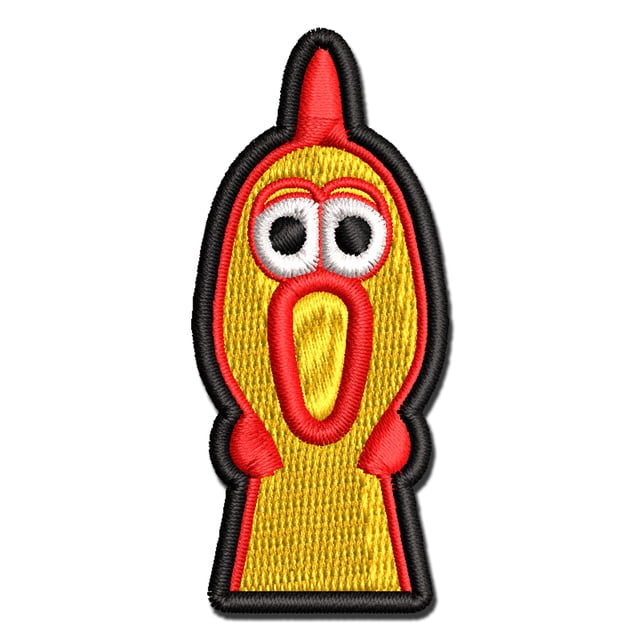 Screaming Rubber Chicken Head Applique Multi-Color Embroidered Iron-On ...