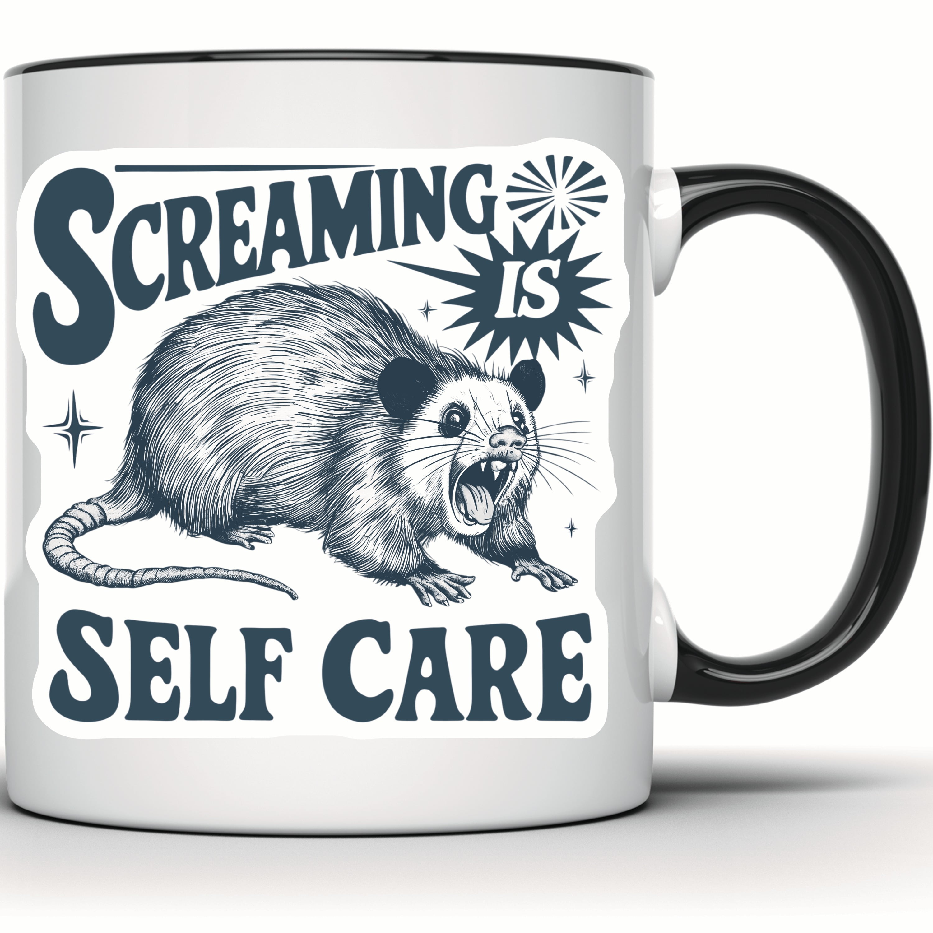 Screaming Is Self Care Mug - Funny Opossum Mug for Possum Lovers ...
