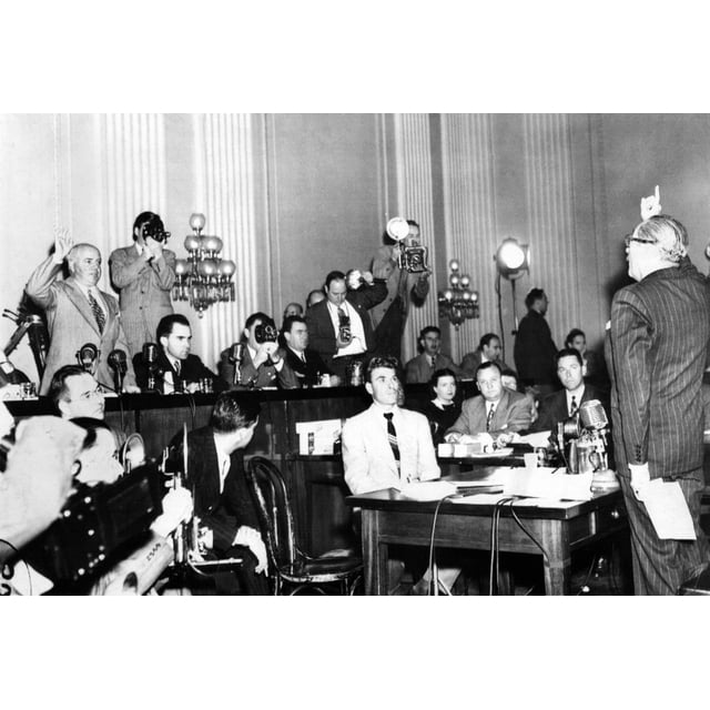 Screen Actor Adolphe Menjou Is Sworn In To Testify Before Huac. Menjou ...