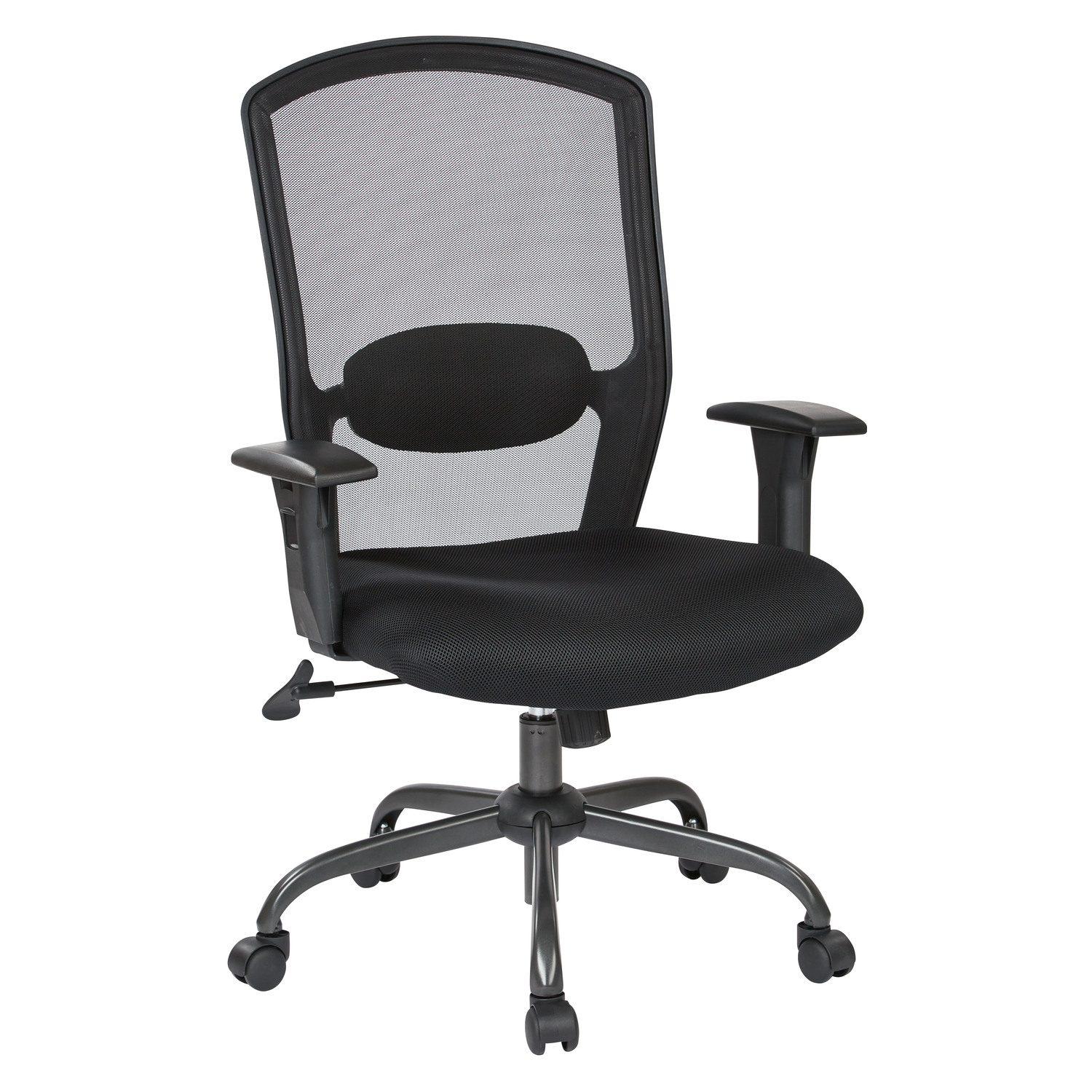 Screen Back Chair With Leather Seat-Color:Black,Material:Fabric,Number ...