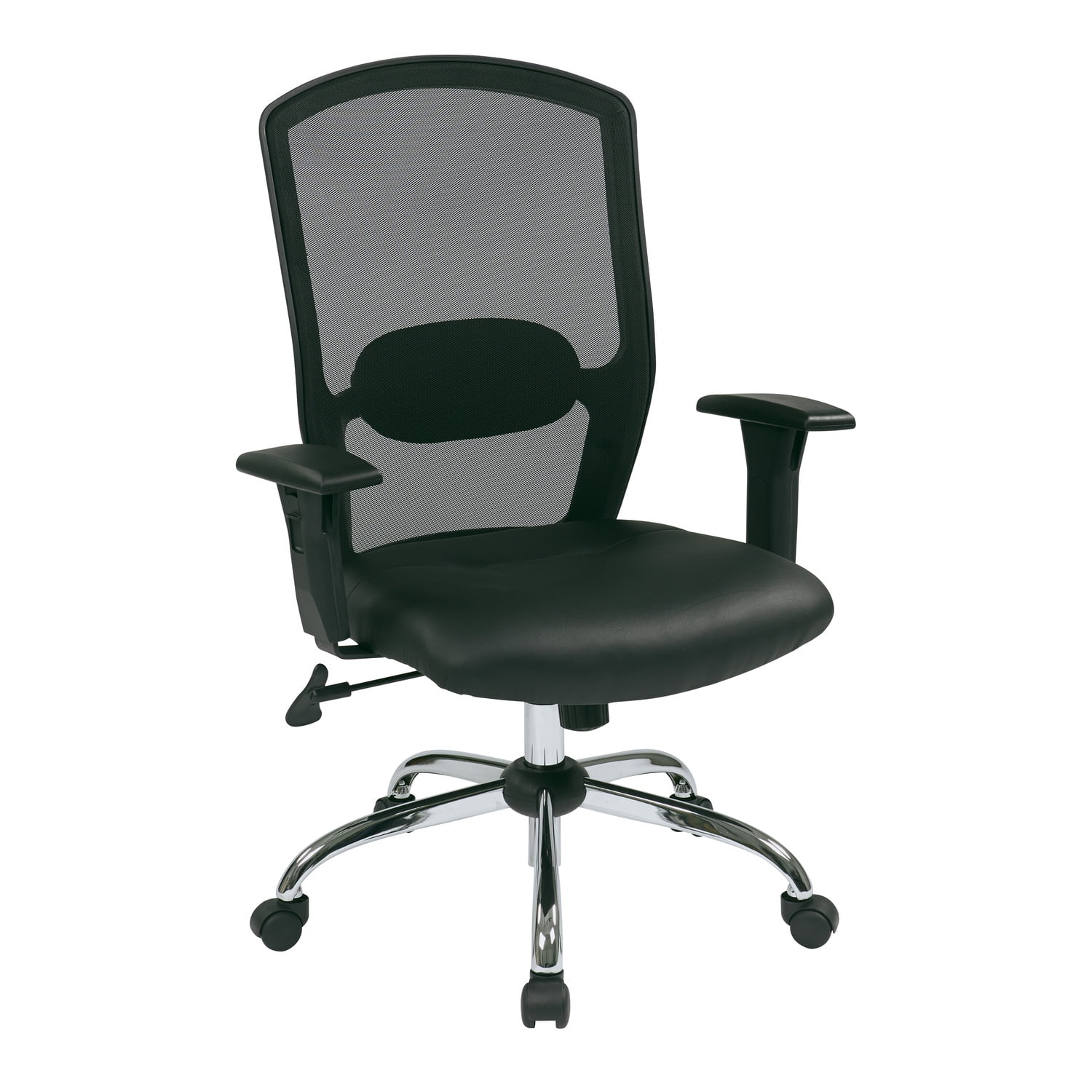 Screen Back Chair With Leather Seat-Color:Black,Material:Fabric,Number ...