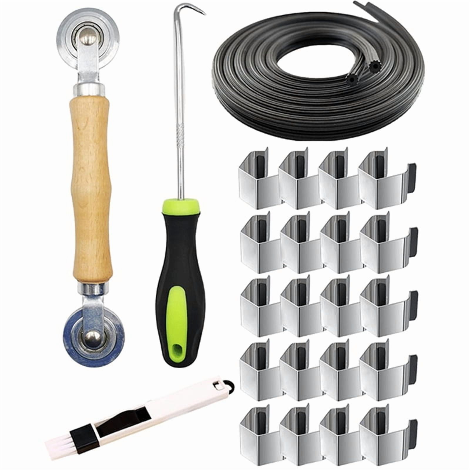 Screen Door Tool Kit - 20 Pieces Screen Installer Clips with Screen Rolling Tool Screen Repair ...