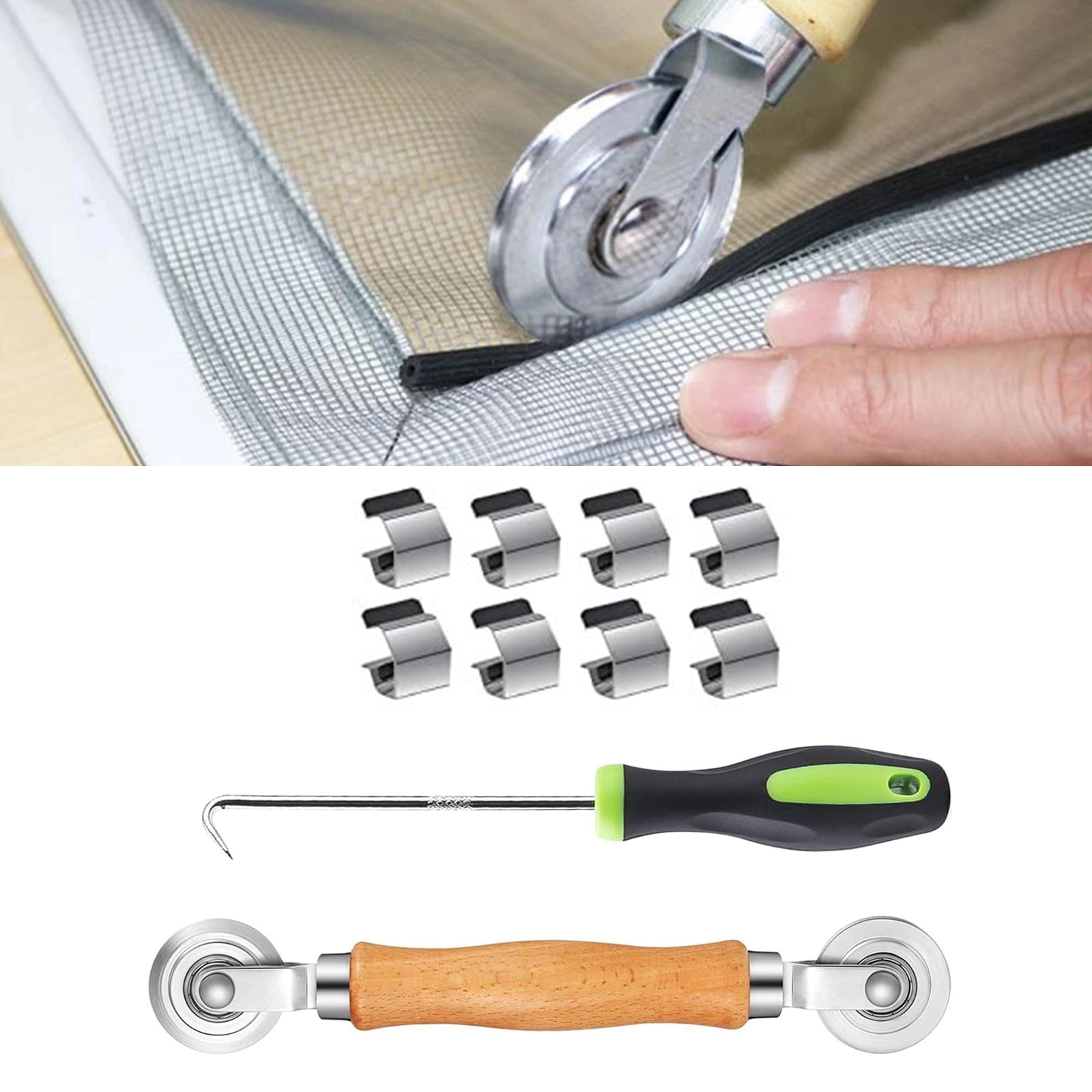 Screen Door Tool Kits - 8 Pieces Screen Installer Clips with Screen ...