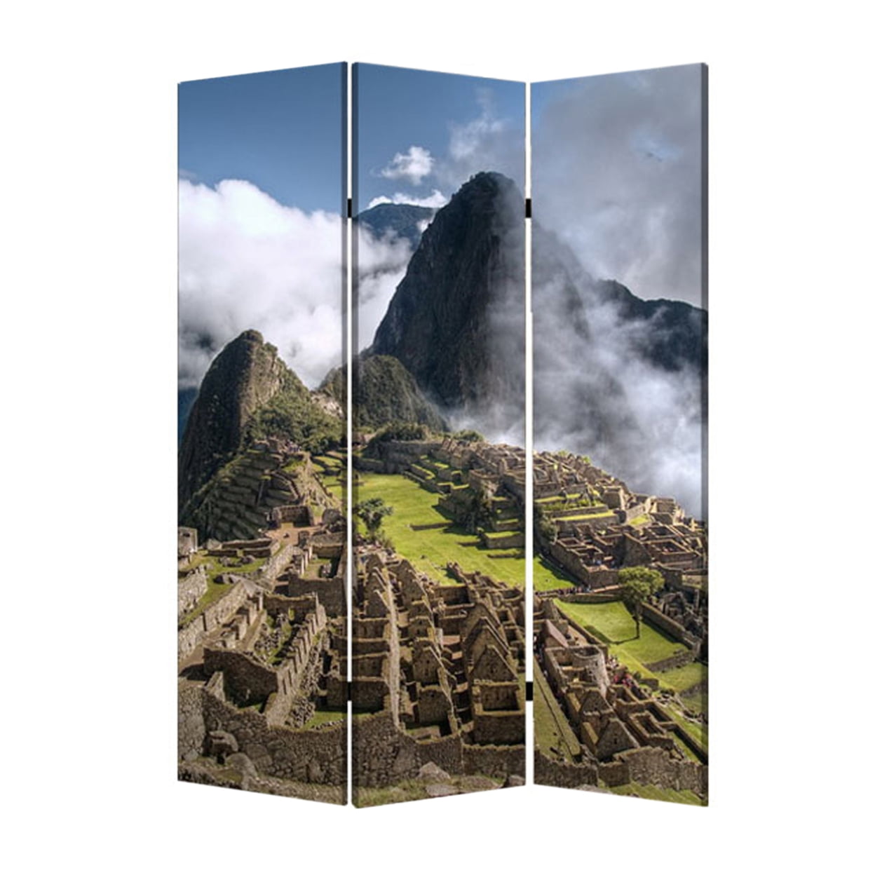 3 Panel Foldable Canvas Screen with Machu Picchu Print, Multicolor ...