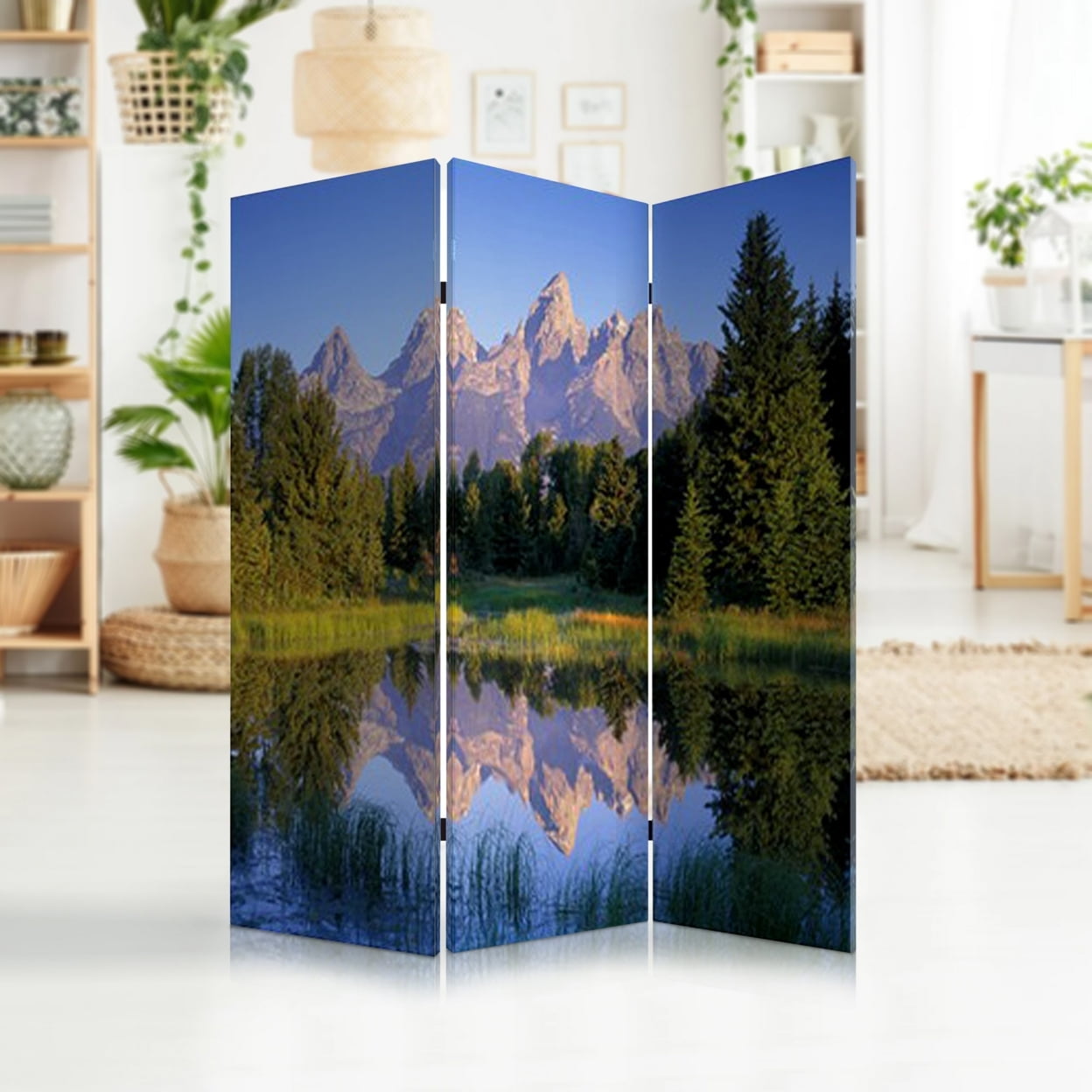 3 Panel Landscape Print Foldable Canvas Screen, Multicolor - Saltoro ...