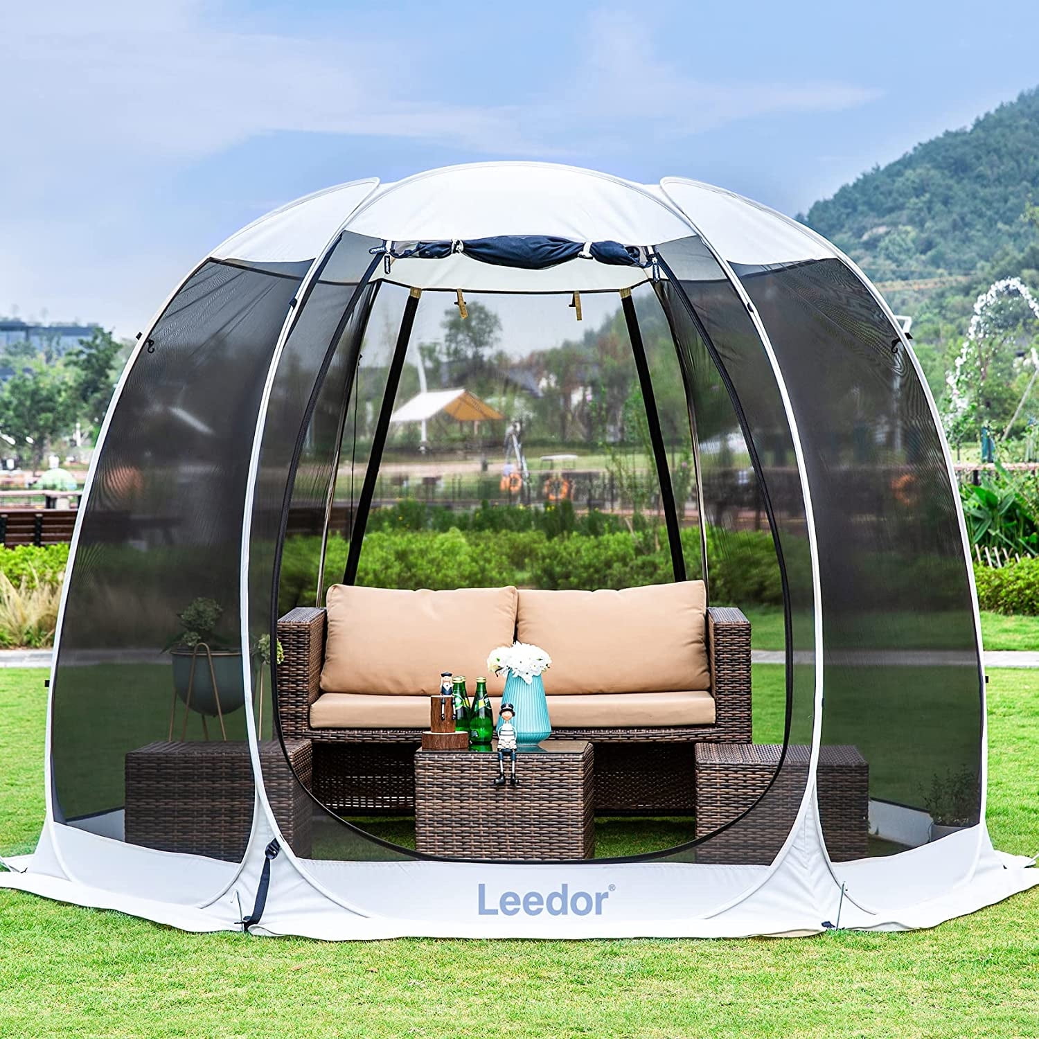 10x10Ft Pop-Up Canopy Screen House Tent - Lightweight Outdoor Screen ...