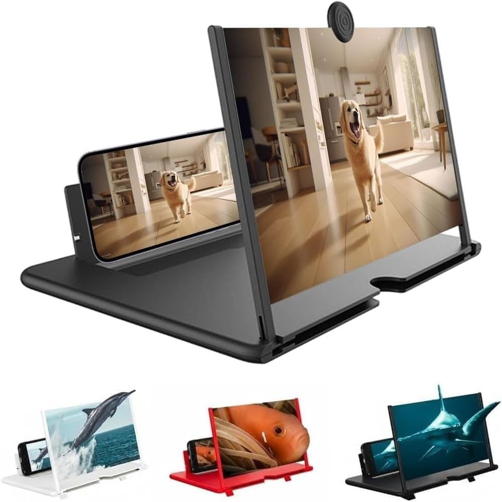 Screen Magnifier New Version 2026 for Cell Phone 10/12" 3D HD Mobile Phone Magnifier Projector ...