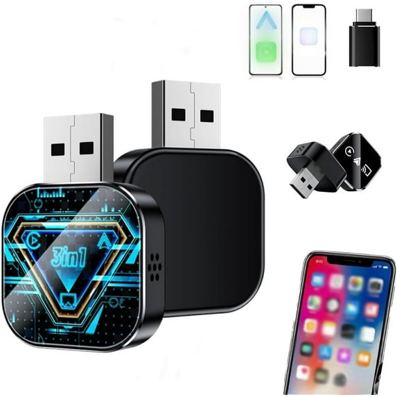 Screen Mirroring Adapter for Car, 2026 Upgrade 3 in 1 Wireless Carplay ...