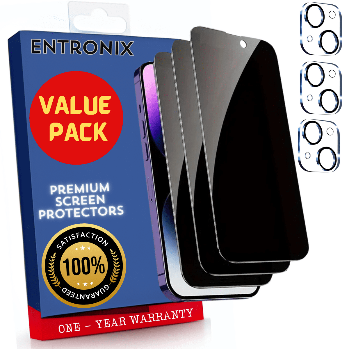Screen Protector Bundle with Camera Cover Designed for Apple iPhone 15 ...