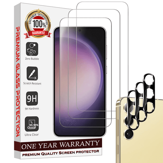 Screen Protector Bundle with Camera Cover for Samsung Galaxy S22 Clear ...