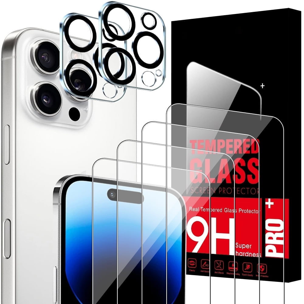 Screen Protector Compatible with iPhone 16 Pro Max[4+2 Pack] 4 tempered ...