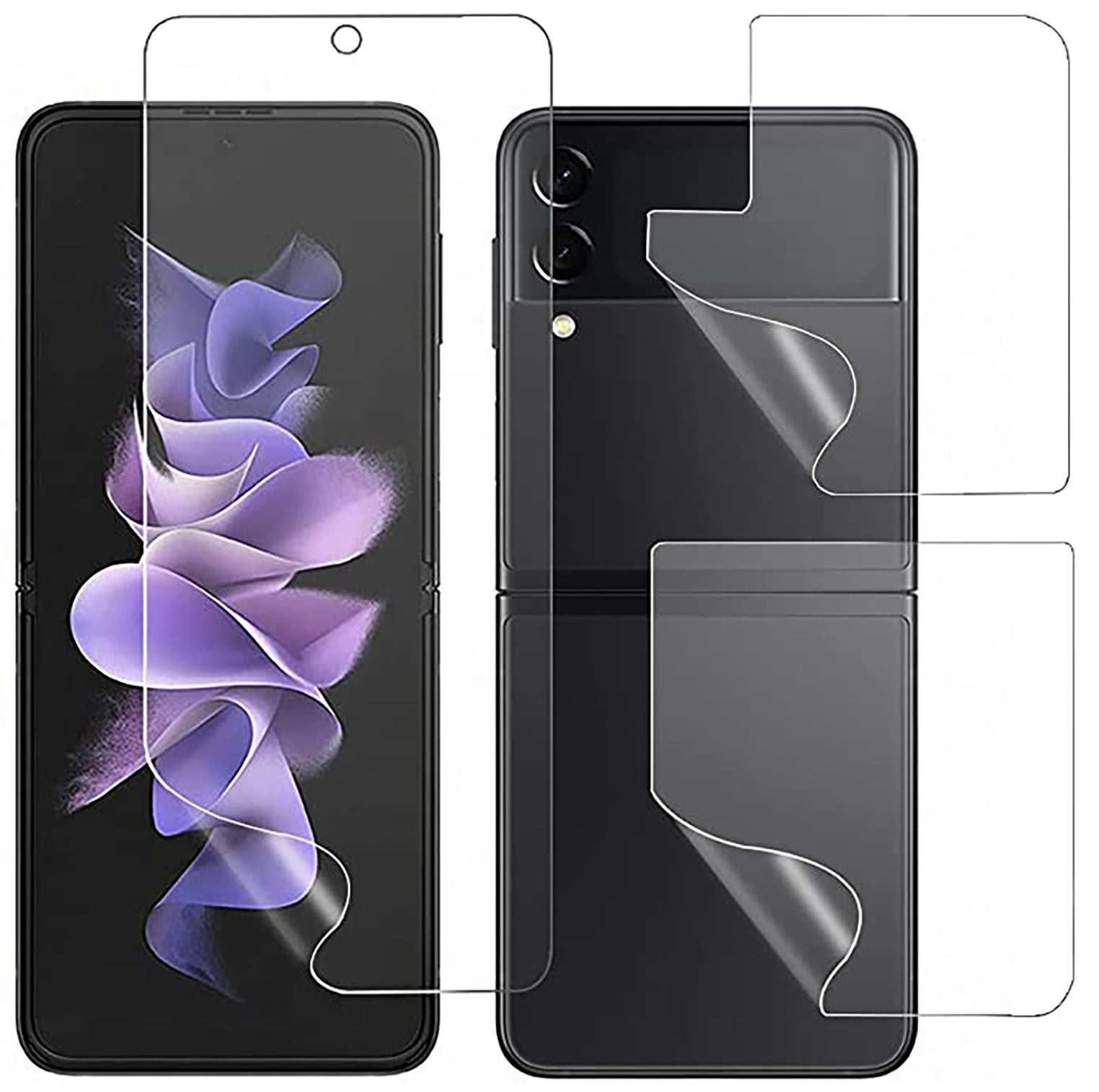 Screen Protector Wrap for Galaxy Z Flip3, Nakedcellphone [Hydrogel Soft ...