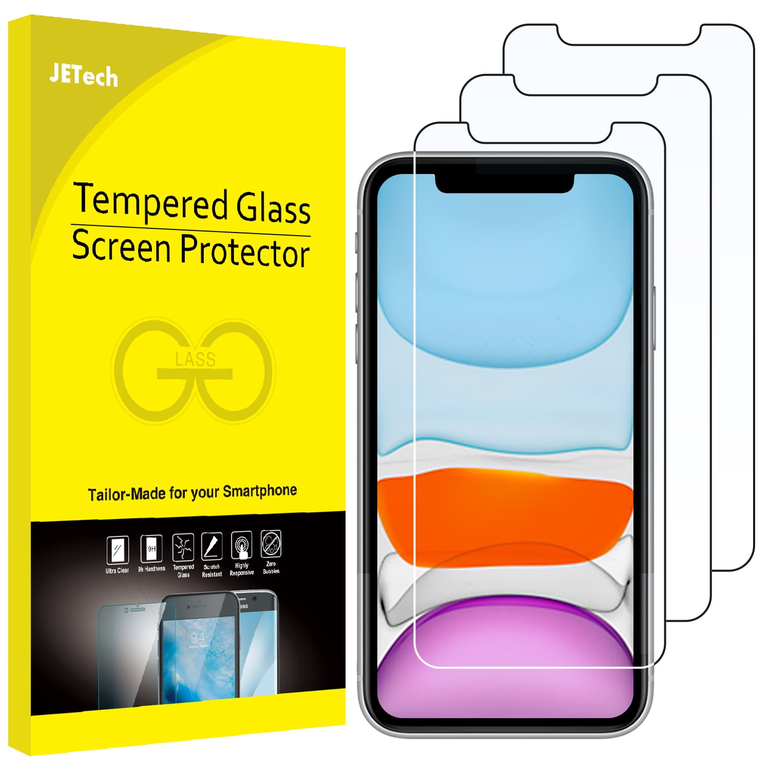 Screen Protector for iPhone 11 and iPhone XR, 6.1-Inch, Tempered Glass ...