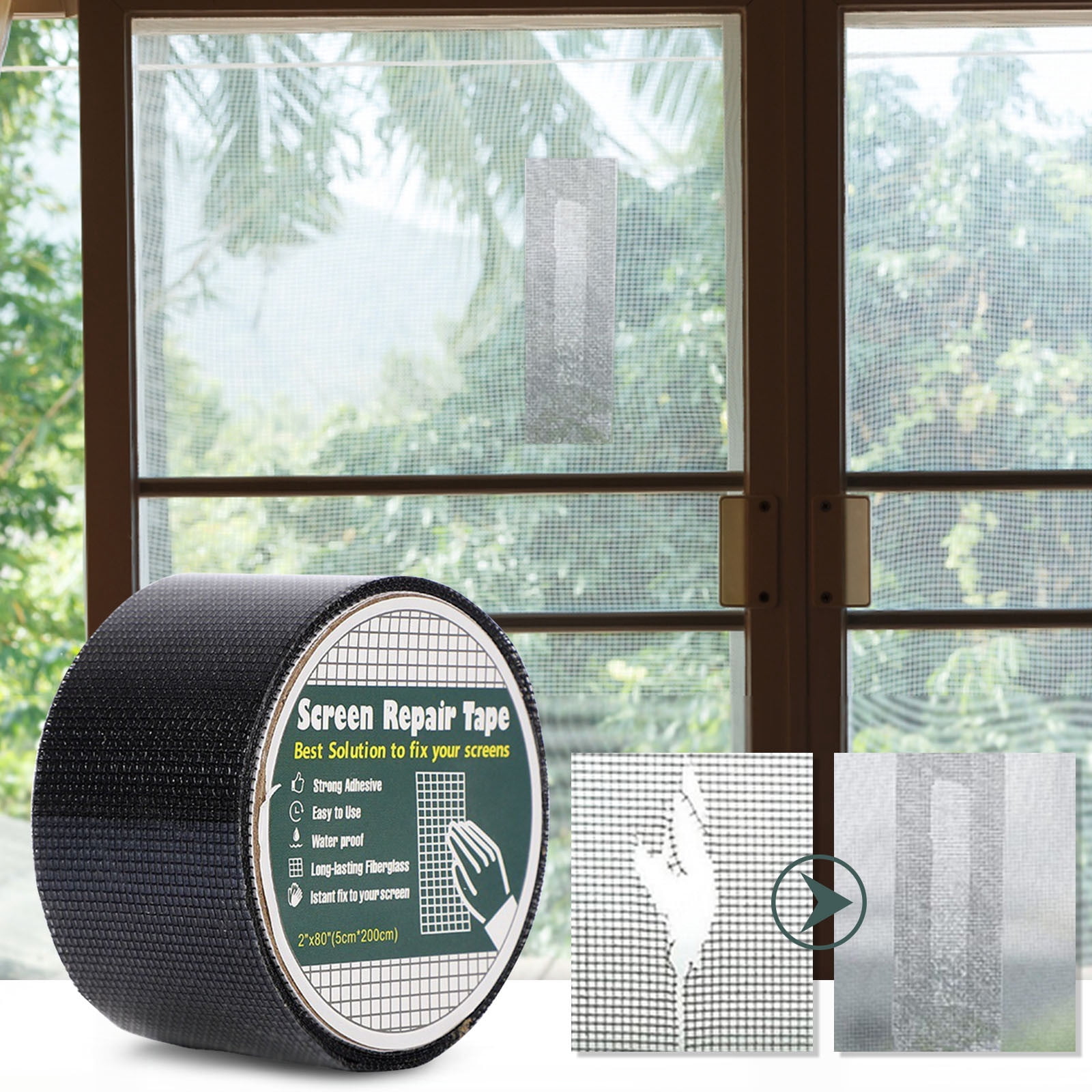 Screen Repair Tape, Waterproof Fiberglass Mesh, Strong Adhesive, Easy ...