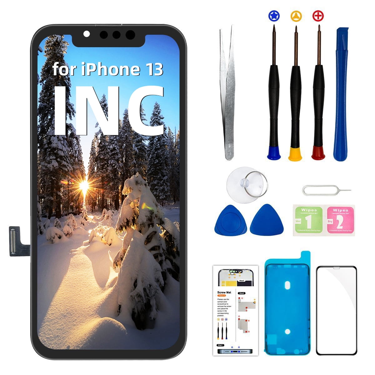 Screen Replacement Kit for iPhone 13, 6.1-inch Full HD LCD Display ...