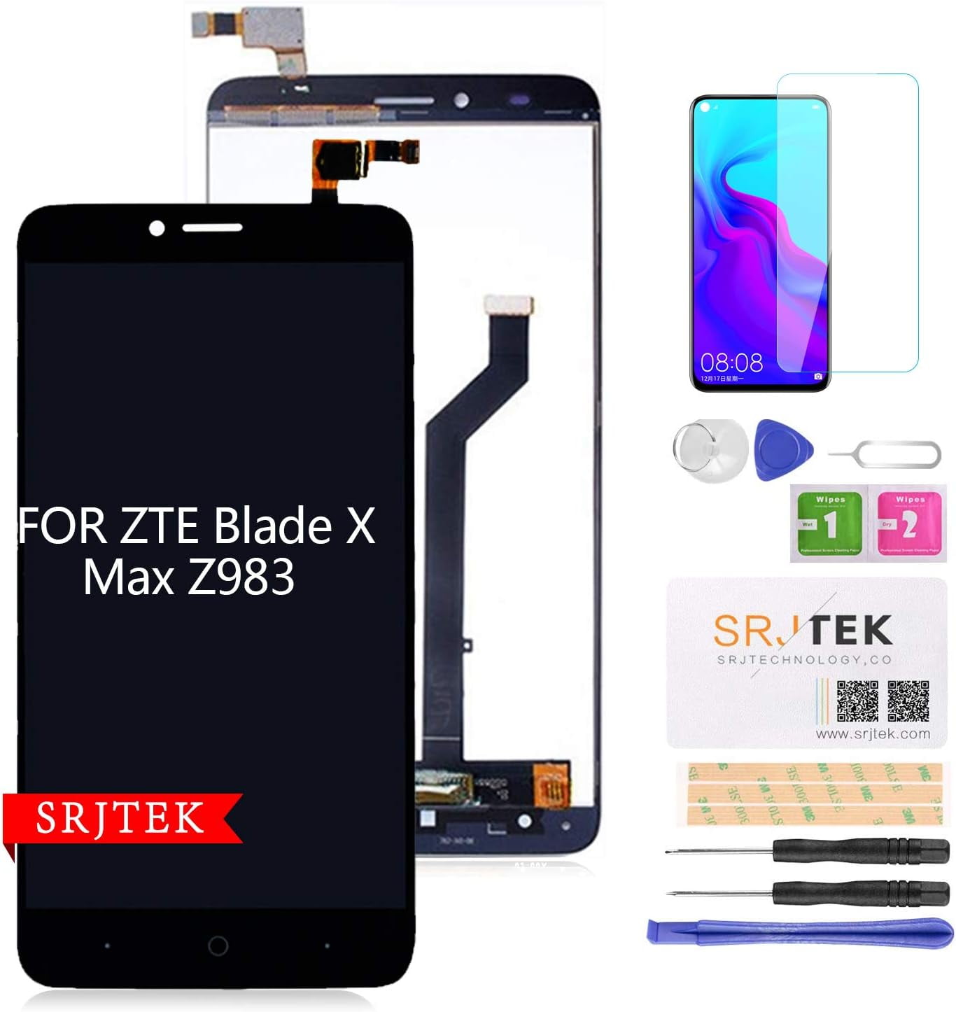 Screen Replacement for Blade X Max Z983 LCD Display Touch Digitizer Glass Panel Full Assembly ...