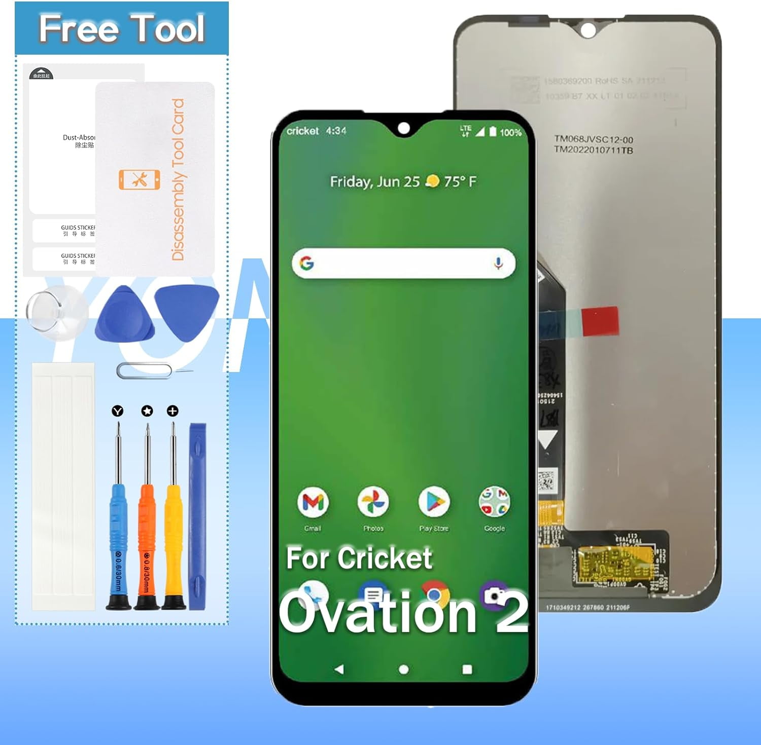Screen Replacement for Cricket Ovation 2 / AT&T Maestro Max EA1002 6.82 ...