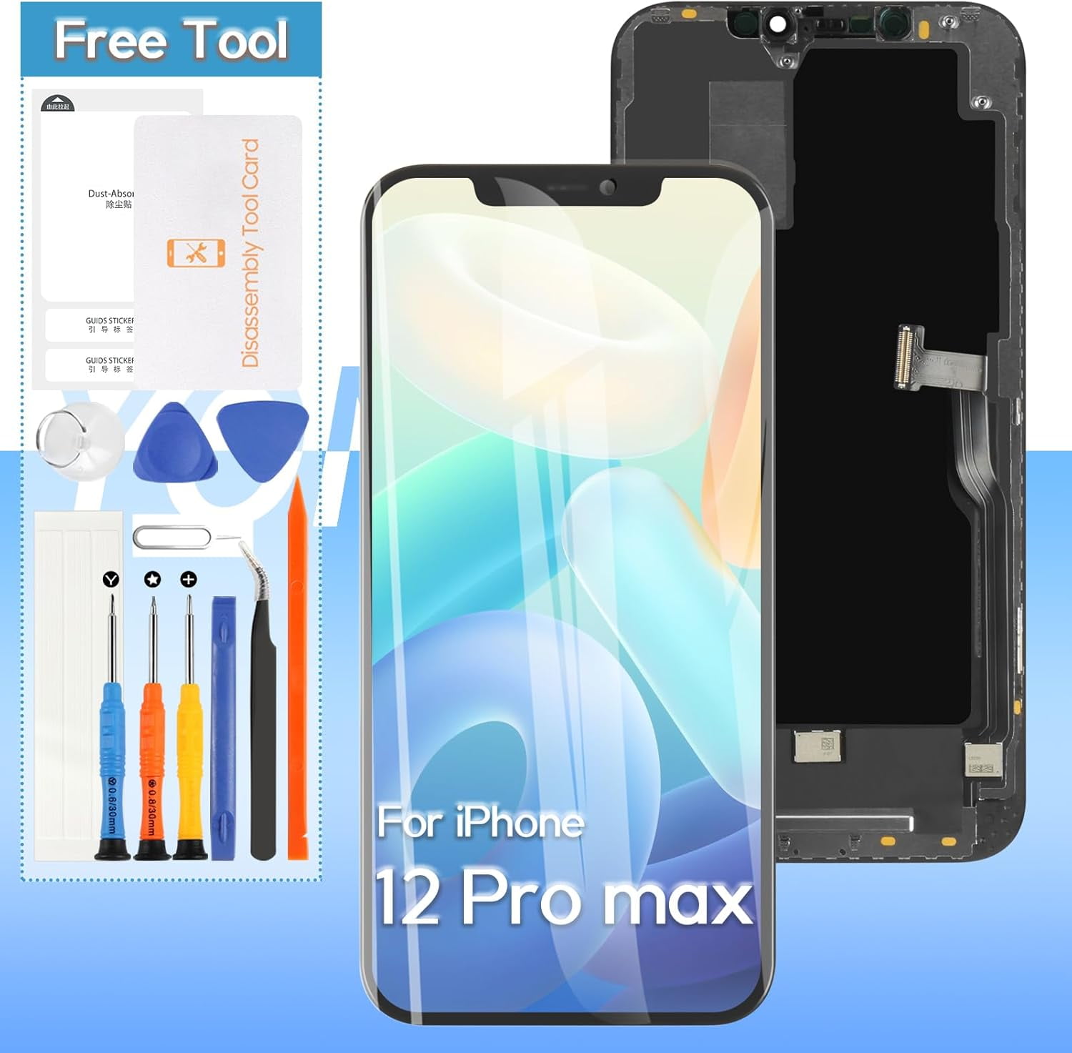 Screen Replacement for iPhone 12 Pro Max A2342, A2410, A2412, A2411 3D ...