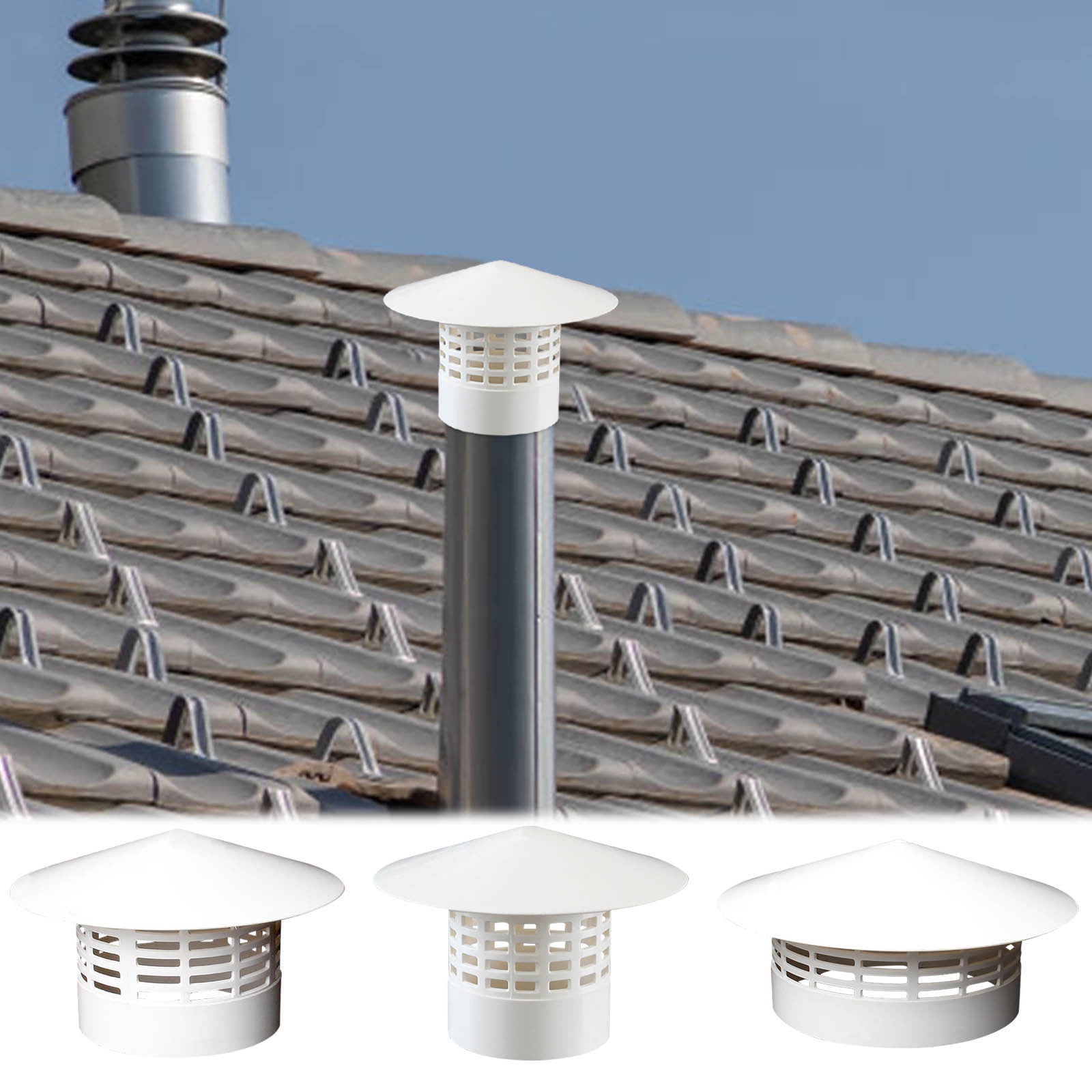 Screened Plastic Chimney Cover, Weatherproof Chimney Toppers, Durable ...