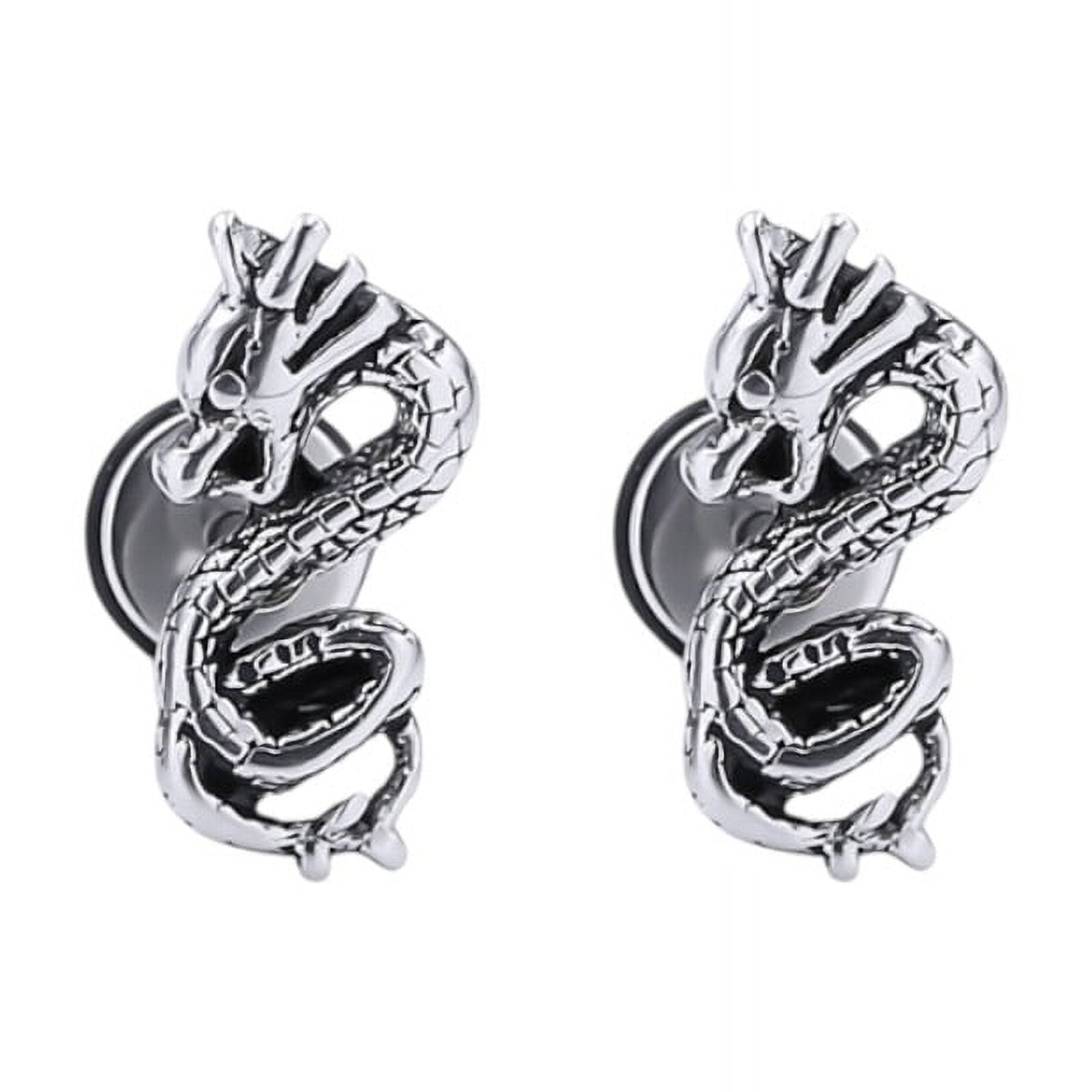 Screw-Back Dragon Stud Earrings for Men Women Streetwear Hip Hop Unisex ...