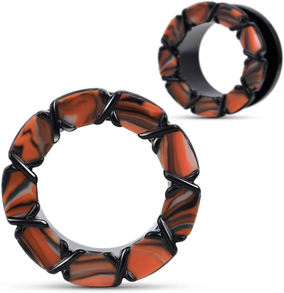 Screw Back Ear Gauges Flesh Tunnels, Segmented Color Film Plugs ...