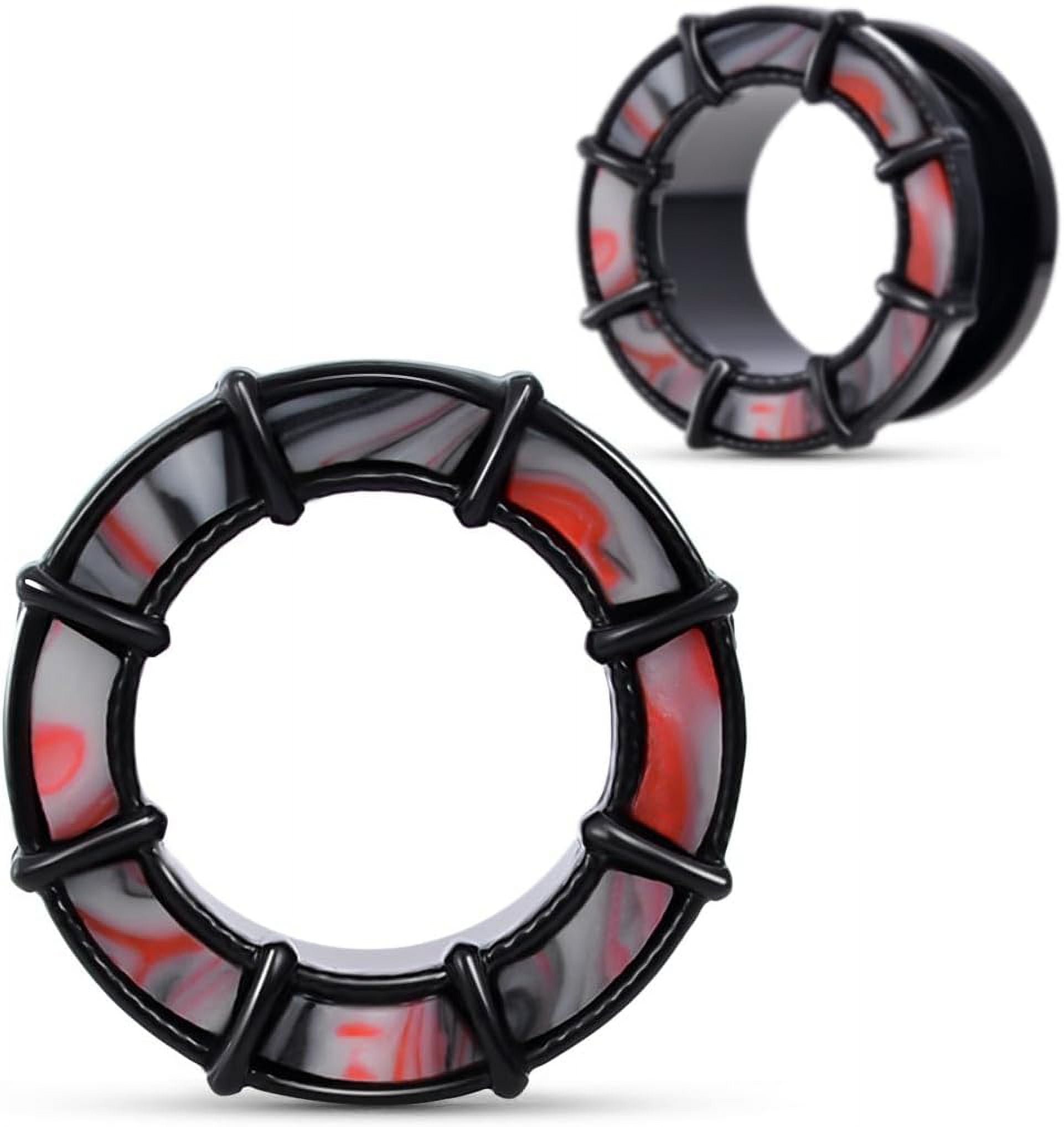 Screw Back Ear Gauges Flesh Tunnels, Segmented Color Film Plugs ...