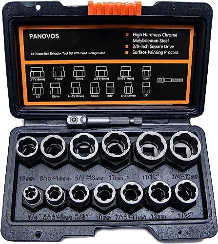 Screw Bolt Nuts Extractor Socket Set, 14 Pieces Impact Bolt & Nut ...
