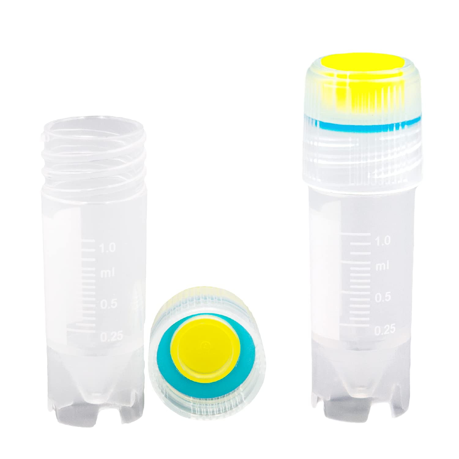 Screw Cap 1mL Cryovials with External Thread Cap - Self Standing Cryogenic Vial, Washer Silicone ...
