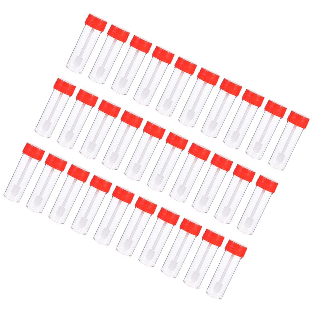 Screw Cap High Transparent Plastic Stool Cup with Spoon 30 Pcs Specimen ...